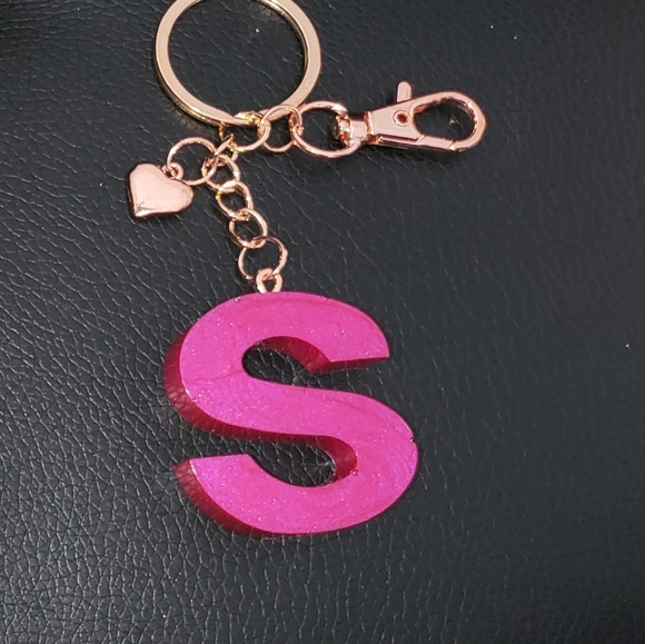 Handmade | Accessories | Rose Pink Letter S Keychain | Poshmark